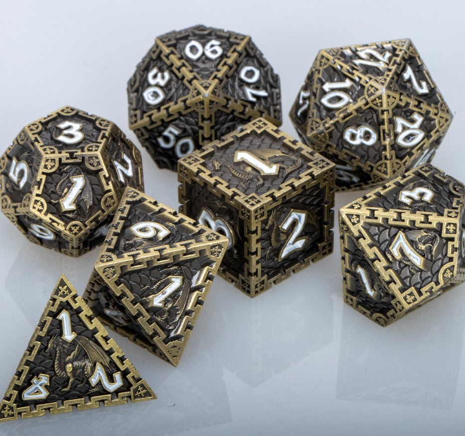7 Piece Metal Dragon DND Dice Set (Copper) – Totara Hobbies Limited